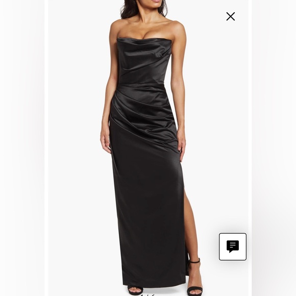 House of CB | Dresses | House Of Cb Black Strapless Satin Dress | Poshmark